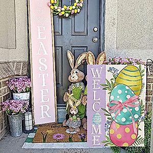 CROWNED BEAUTY Easter Eggs Garden Flag 12x18 Inch Double Sided for Outside Burlap Small Polka Dots Welcome Yard Holiday Flag