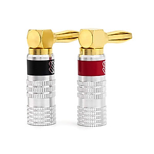 Sewell Silverback Right Angle Banana Plugs, 12 Pairs Quick Connect Gold Plated Speaker Plugs 90 Degree