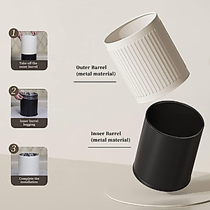 LEASYLIFE 14L/3.7GAL Metal Waste Basket for Bathroom,Office Round wastrbasket,Large Office Trash can,Modern Garbage can for Bedroom,Living Room,Office,Laundry,Restaurant,Hotel