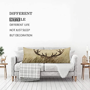 DINJUNA Antler Body Pillow Cover Whitetail Deer Fawn in Wilderness Stag in Countryside Rural Hunting Theme Long Pillow Case Protector Zipper Farmhouse Cushion Bed,Sofa 20''x54'' 6063-Y-004