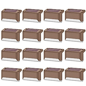 DenicMic 16 Pack Fence Post Solar Lights for Patio Pool Stairs Step and Pathway, Weatherproof LED Deck Lights Solar Powered Outdoor Lights (Warm White)