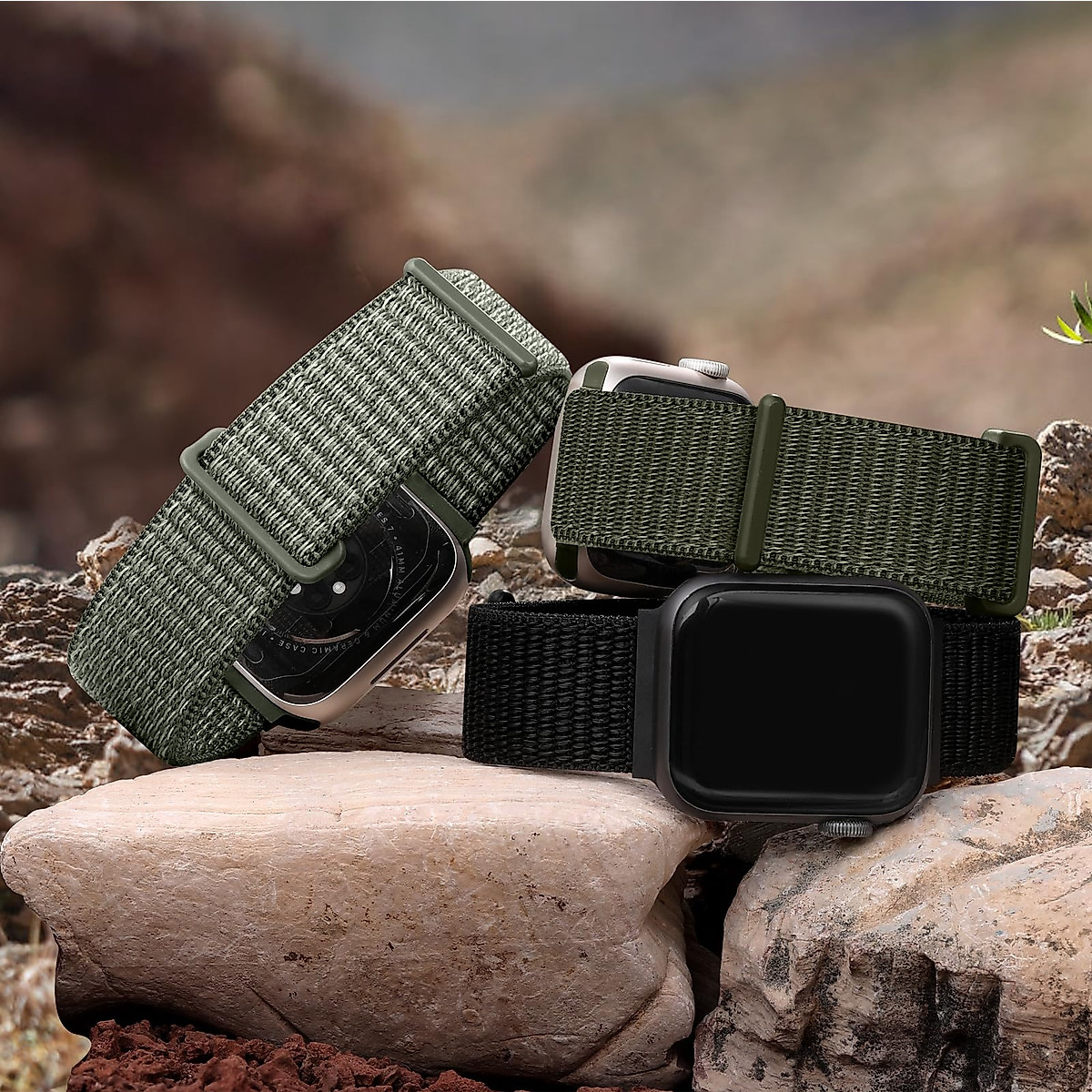 Lenrao Compatible with Apple Watch Bands for Men 44mm 45mm 42mm 49mm, Velcro Sport Stretchy Nylon Loop Braided Breathable Strap for iWatch Bands Men Series Ultra Se 10 9 8 7 6 5 4 3 2 1