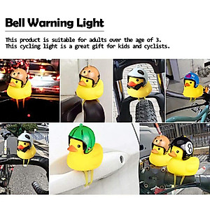 BYMYWAY Helmet Duck Bike Bell, Rubber Duck Helmet Toys Bicycle Light, Shining Duck Bicycle Handlebar Bell Light Horn Lamp for Sport Outdoor