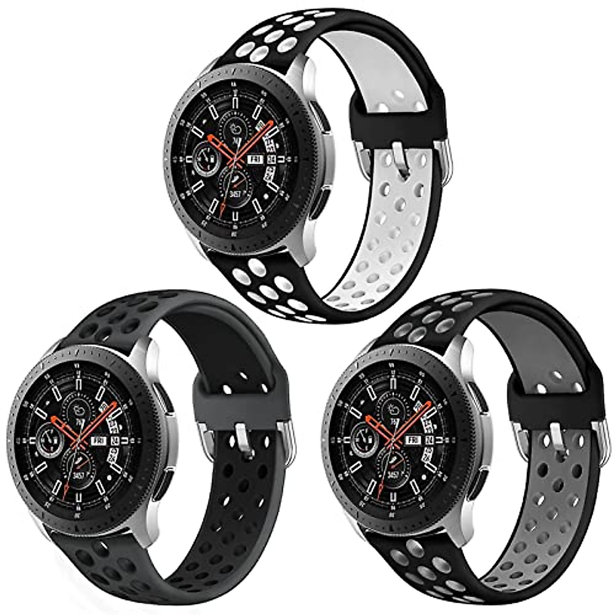 NAHAI 3 Pack Sport Bands Compatible with Samsung Galaxy Watch 46mm/Gear S3 Frontier for Men Women, 22mm Watch Band Silicone Quick Release Rubber Replacement Strap for Galaxy Watch 3 LTE (45mm)