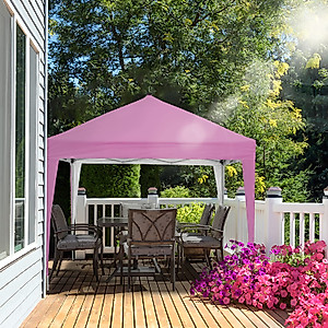 10 x 10 ft Pop-Up Canopy Tent Solar Power Led Light Portable Tailgating Party Tents Pink