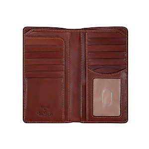 Tony Perotti Men's Leather Checkbook Long Wallets - Italian Bifold with Card Holders, Pockets, ID Window - Eco-Friendly Vegetable-Tanned Full Grain