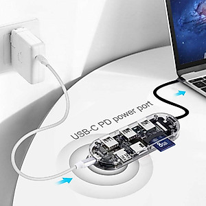 USB C Port Expande, 7-in-1 Hub Docking Station Transparent SD Card Reader HDMI Adapter USB C Hub Devices Adapter PD Charging (5Gbps