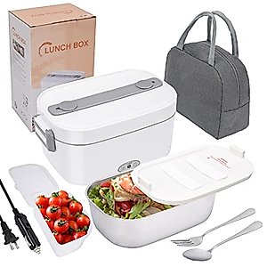 Samshow 75W Electric Lunch Box Food Heater Portable Heated Lunch Box For Adult/Work/Car/Truck/Home, lonchera electrica para el almuerzo, Designed With Sealing Cap To Leaking & Large Utensil