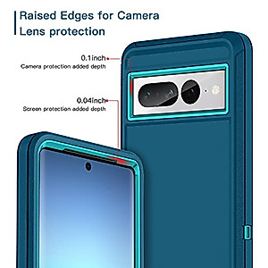 I-HONVA for Google Pixel 7 Pro Case Shockproof Dust/Drop Proof 3-Layer Full Body Protection [Without Screen Protector] Rugged Heavy Duty Durable Cover Case for Google Pixel 7 Pro 6.7 inch,Turquoise
