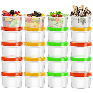 Eerrhhaq 20 Pack 8 oz Reusable Small Plastic Containers,Twist Top Food Storage Containers with Screw Lids,Small Plastic Freezer Storage Container for Kitchen House