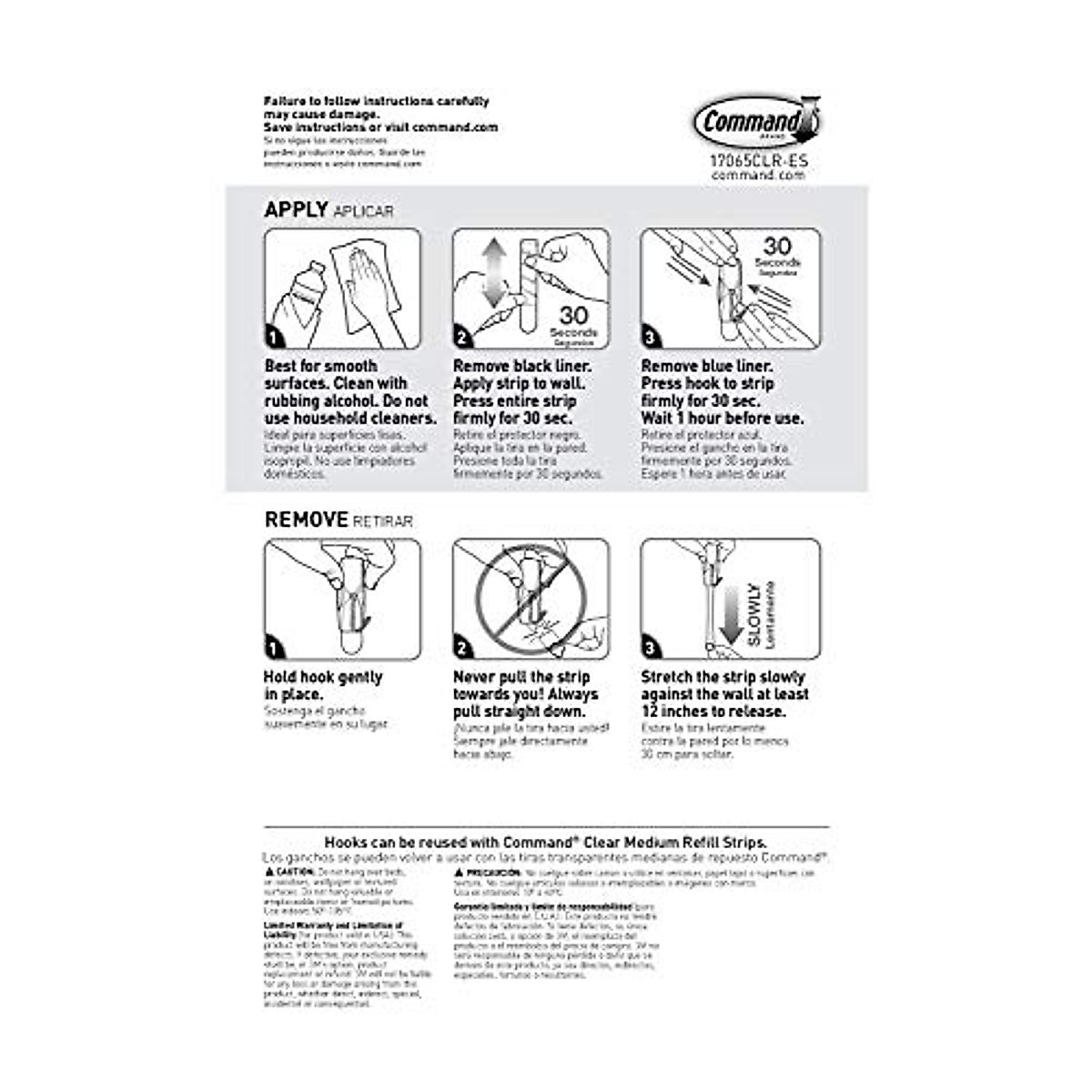 Command, Medium, Clear, Wire Toggle, 2-Hooks (17065CLR-ES), 2 Count