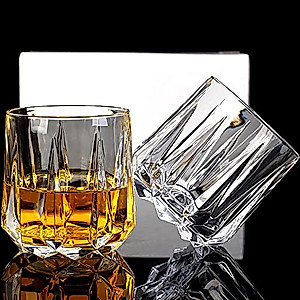 RIS LAN Old Fashioned Glasses Set of 6-12 Oz Crystal Glass Whisky Glasses, Luxury Whiskey Glasses for Drinking Bourbon, Scotch Whisky, Cocktails, Cognac, Unique Gifts for Men