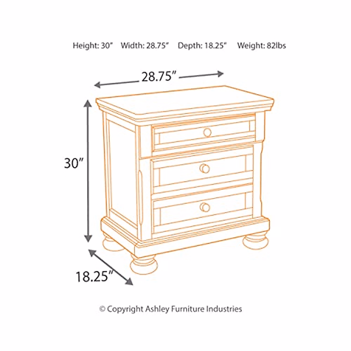 Signature Design by Ashley Porter Classic 2 Drawer Nightstand with Dovetail and Ball-bearing Construction, Dark Brown