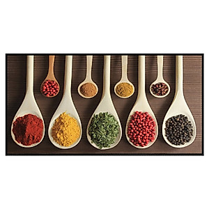 Colorful Spices Wooden Spoons Kitchen Rug Non-Slip Kitchen Mats Bath Runner Doormats Area Mat Rugs Carpet for Home Decor 39" X 20"