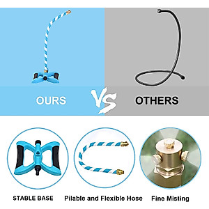 YuYo Misters for Outside Patio, Portable Mist Stand, Flexible Outdoor Misters, Patio Mister for Backyard Pool BBQ Cooling Kids Water Playing, 1.27FT Adjustable Mist Tube + 3 Brass Mist Nozzles