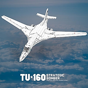 MISINI 33036 Aircraft Building Blocks Kit, 1598 Pcs Soviet Supersonic TU-160 Strategic Bomber White Swan Aricraft Model Building Blocks, Jets Building Blocks Sets, Gifts for Military Fans and 14+