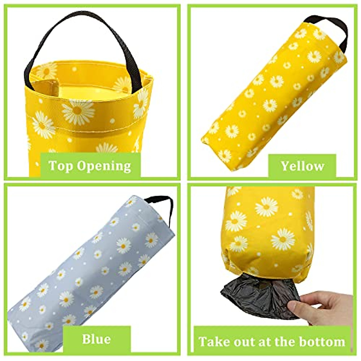 2 Packs Plastic Bag Dispenser for Grocery Bags, Convenient Hanging Kitchen Foldable Garbage Plastic Storage Holder Bag with 2 Hooks, Suitable for Home and Kitchen Organizer Bags