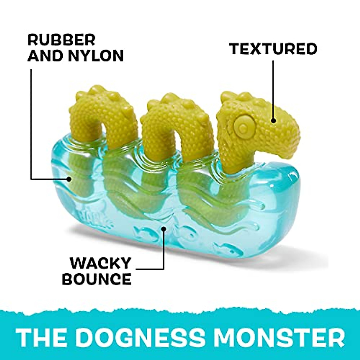 Barkbox Tough Dog Toys & Chews for Aggressive Chewers, Durable Rubber & Nylon Super Chewer Treat Dispensing, Balls, & Teething Toys for Small, Medium, & Large Dogs & Puppies, The Dog Ness Monster