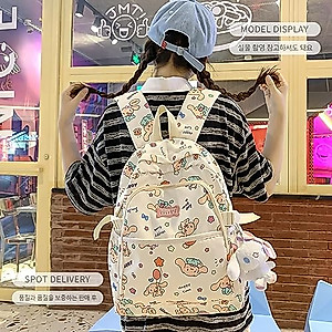 HAPIKI Kawaii Backpack with Cute Accessories 15.6 Inch Laptop Casual Travel Daypacks New Semester Gifts Aesthetic Bag (01-beige,15.6 inch)