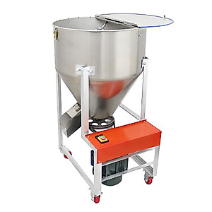 HQHAOTWU 201 Stainless Steel Feed Mixer Vertical Granular Plastic Mixing Machine for Animal Feed Mixing and Stirring 75KG/165LBS Capacity Stirrer 3KW 1720r/min