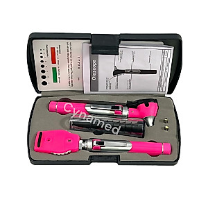 Premium Double Handle Otoscope Set -Otoscope/Great for School -Cynamed (PINK)