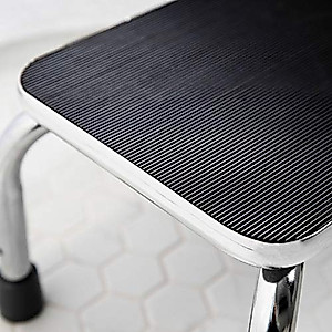 DMI Step Stool with Handle and Non Skid Rubber Platform, Lightweight and Sturdy Stool for Seniors, Adults and Children, Holds up to 300 Pounds with 9.5 Inch Step Up, 17.3"D x 12.3"W x 34"H, Chrome