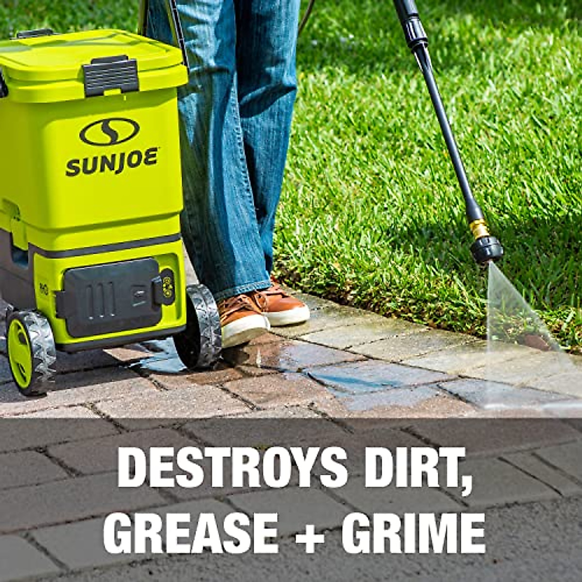 Sun Joe 24V-X2-PW1200 1196 Max PSI 1 GPM 48-Volt iON+ Cordless Portable Pressure Washer Kit w/ 2 x 4.0-Ah Batteries and Charger