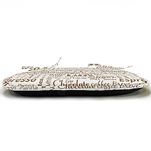 Ambesonne Modern Chair Seating Cushion Set of 4, Coffee Themed Words Macchiato Mocha Americano Breve Dessert Graphic, Anti-Slip Seat Padding for Kitchen & Patio, 16"x16", Umber and Cream