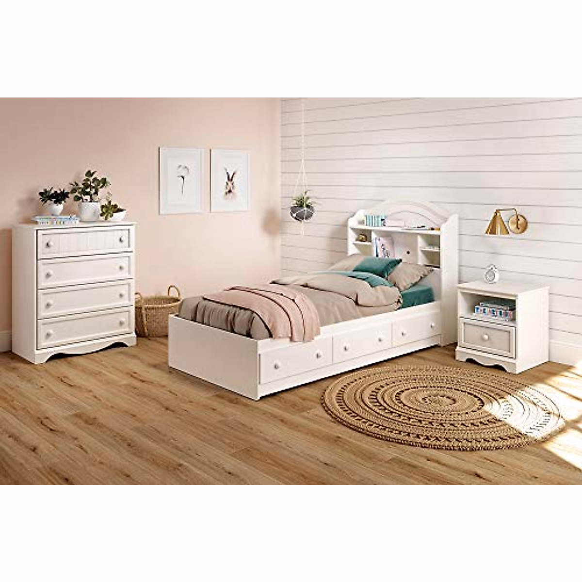 South Shore Savannah Bookcase Headboard, Twin, Pure White