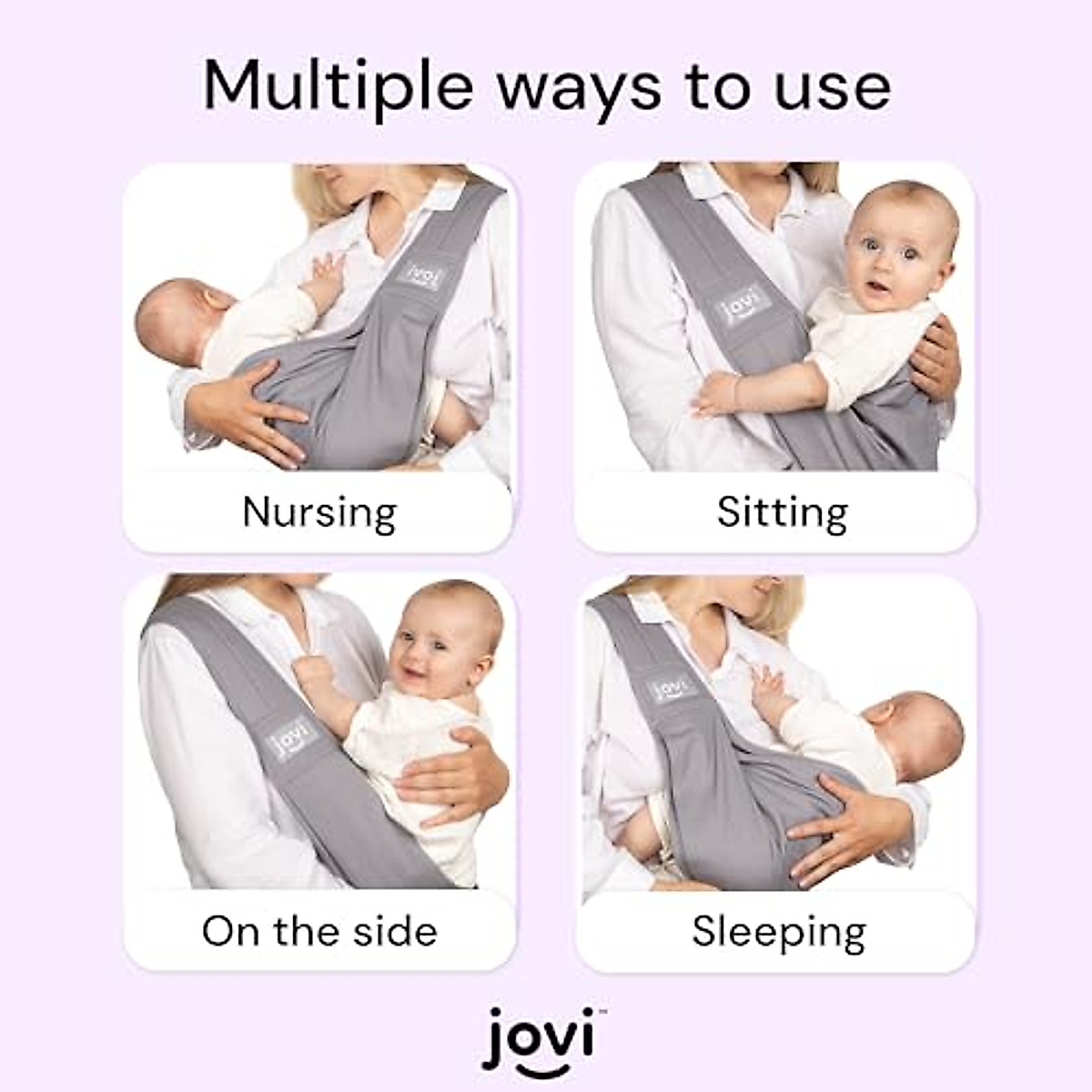 Jovi Baby Sling for Mom and Dad, Baby Shoulder Sling Carrier Newborn to Toddler, Mesh Baby Carrier Sling for Water, Baby Wraps Carrier Sling Hands Free, Baby Carrying Sling for Breastfeeding - Grey