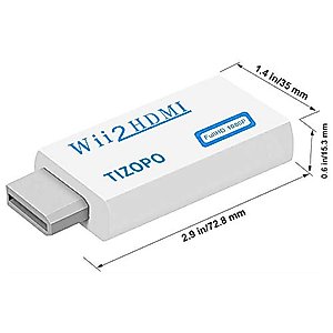 TIZOPO Wii to HDMI Converter,Wii HDMI Adapter Output Video Audio HDMI Converter 1080P，with 3,5mm Audio Jack&HDMI Output Compatible with Wii, Wii U, HDTV, Supports All Wii Display Modes 720P, NTSC