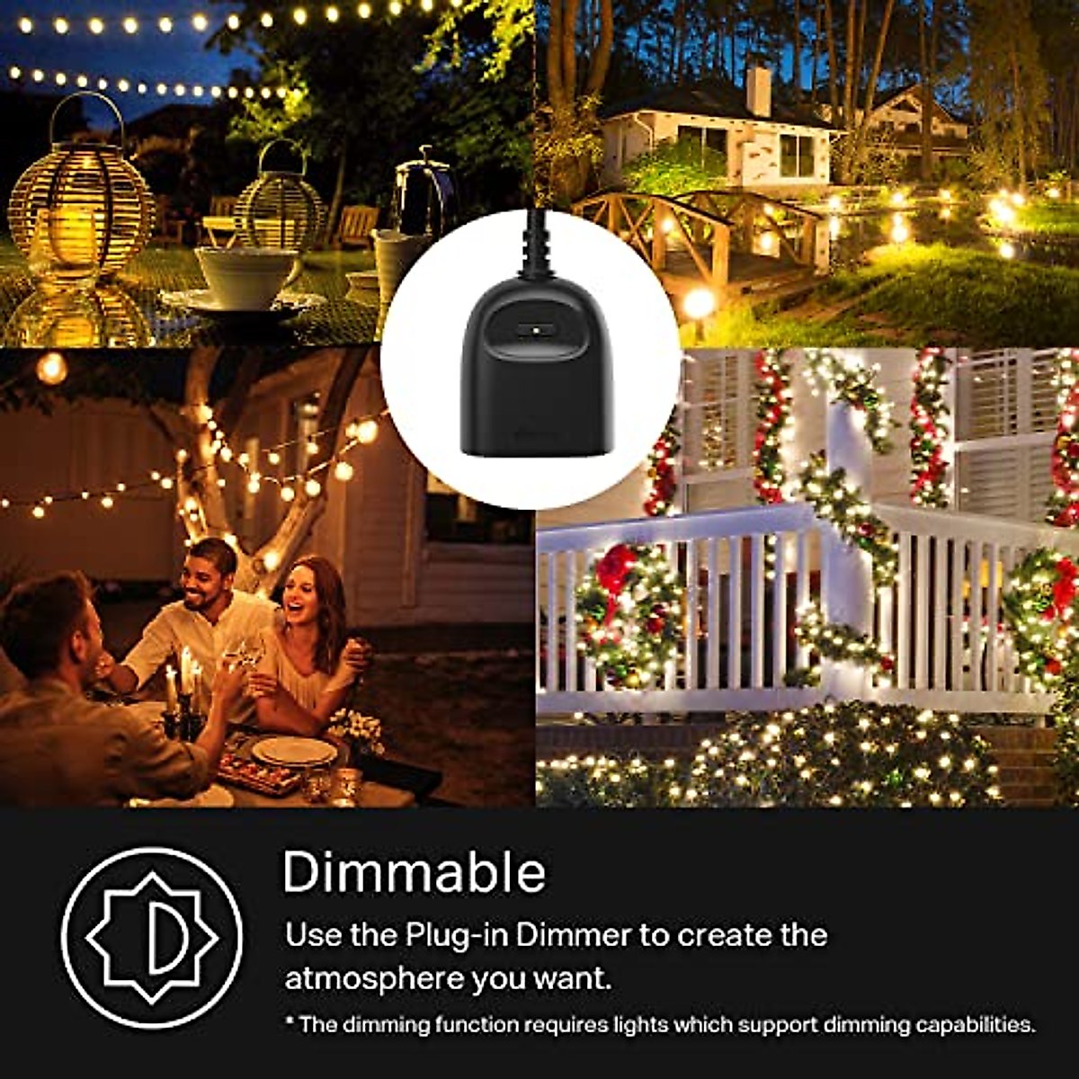 Kasa Outdoor Smart Dimmer Plug, IP64 Plug- in Dimmer for Outdoor String Lights, Compatible with Alexa, Google Assistant & SmartThings, Long Wi-Fi Range 2.4Ghz, No Hub Required, ETL Certified(KP405)