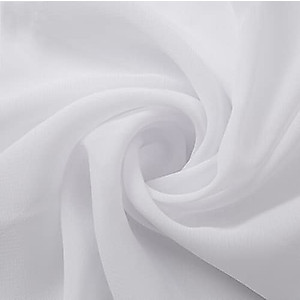 58" Solid Color Chiffon Fabric Rustic Sheer Bridal Wedding Party Decorations Backdrop, White, 5 Yards