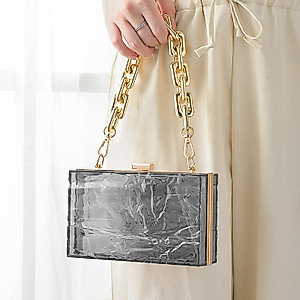 Women Acrylic Clear Purse Evening Clutch Vintage Banquet Shoulder Handbag(Coffee)