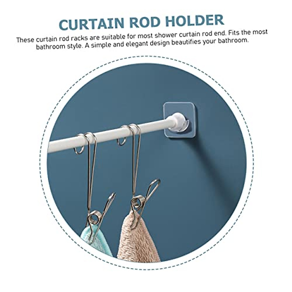 DECHOUS 3pcs Hook Bracket Shower Curtains Hooks Wall Mounted Holder Shower Curtain Holder Adhesive Curtain Rod Holders Shower Rod Mount Retainer Curtain Rod Support Shower Rod Holder Abs
