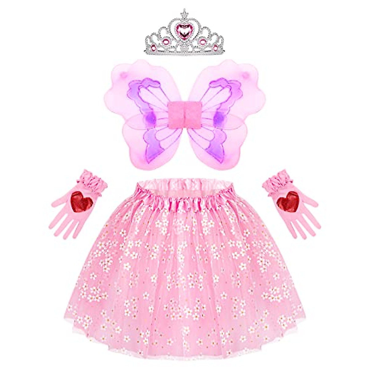 STOPKLAS Little Girls Dress Up Costume Set, Fairy and Mermaid Princess Dress up Trunk with Accessories 19pcs Girls Pretend Play Costume for Girls 3-6