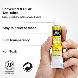 PHOENIX Watercolor Paint Set Tubes 24 x 12ml / 0.4 Fl Oz Non-toxic Water Color Paints Great Value Painting Art Supplies for Adults, Artists & Beginners