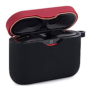 Knox Gear Hard EVA Travel Case Bundle and Soft Silicone Carrying Case Cover with Carabiner, Compatible with Sony WF-1000XM3 Wireless and Other Earbuds, Portable, Scratch Protection (2 Items) - Black