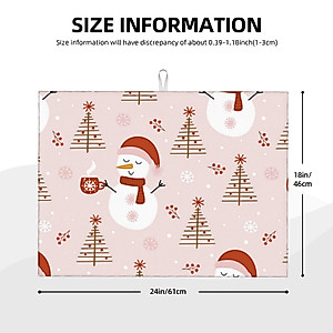 Microfiber Dish Drying Mat For Kitchen Counter 18'' X 24'' Santa Claus Print Absorbent Dish Draining Mat Medium