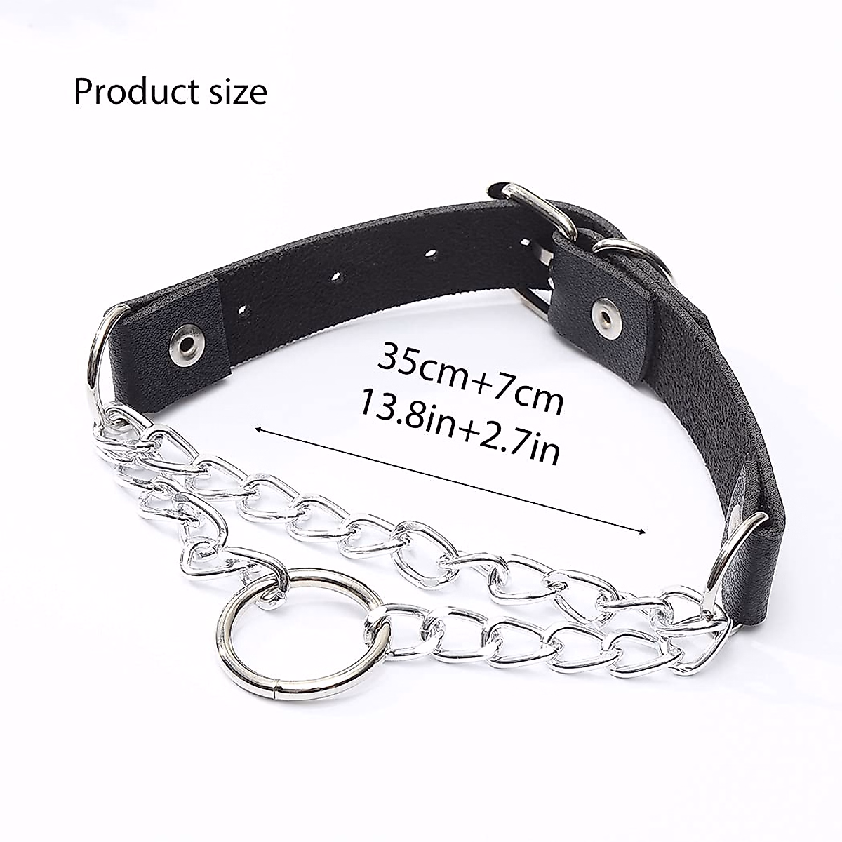 CLOACE Punk Gothic Choker Necklace Black Leather Chain Circle Necklaces Gothic Collar Chokers Rock O-Ring Wide Necklace Halloween Costume Jewelry Adjustable for Women