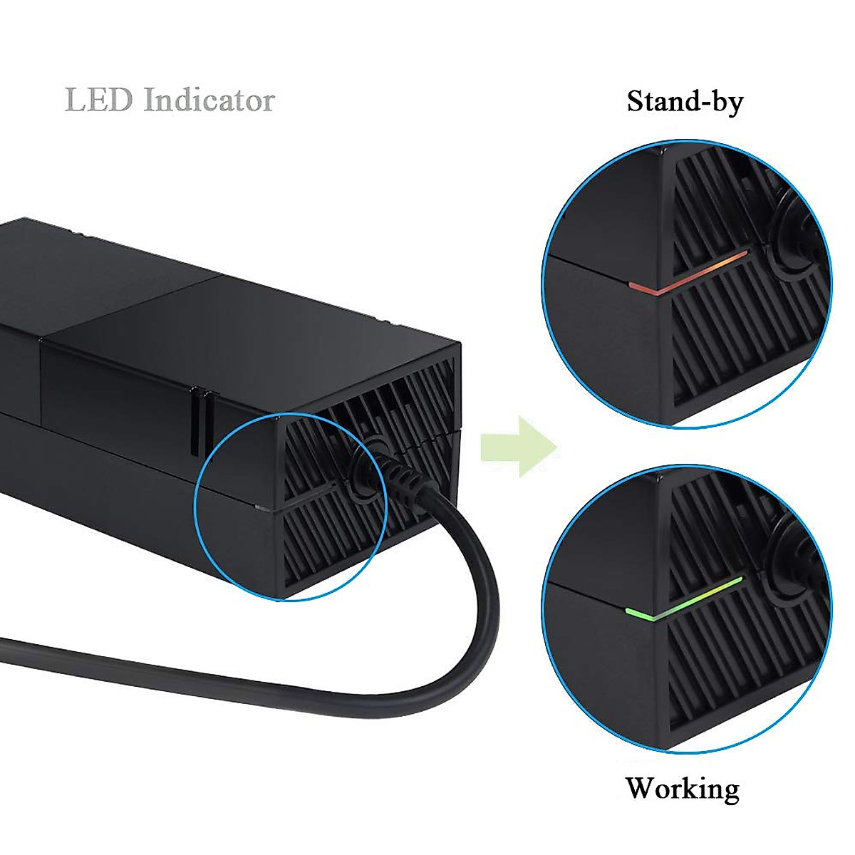 YZGame Xbox One Console Power Supply Brick AC Adapter Charger, US Version (Not for XBOX ONE S/X Console)