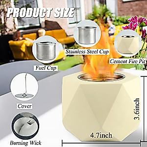 Tabletop Fire Pit, Concrete Table Top Fire Pits Bowl, Mini Fireplace Portable Rubbing Alcohol Burner with Extinguisher Lids, Roast Marshmallow or Make S'Mores for Indoor, Outdoor, Garden, Balcony