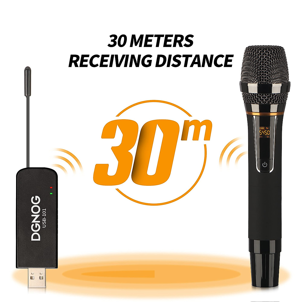 USB Wireless Microphone, Computer UHF Dual Handheld Dynamic Mic System with USB Receiver, 100ft Range for Home Singing, Karaoke, PC,TV,Active Speaker