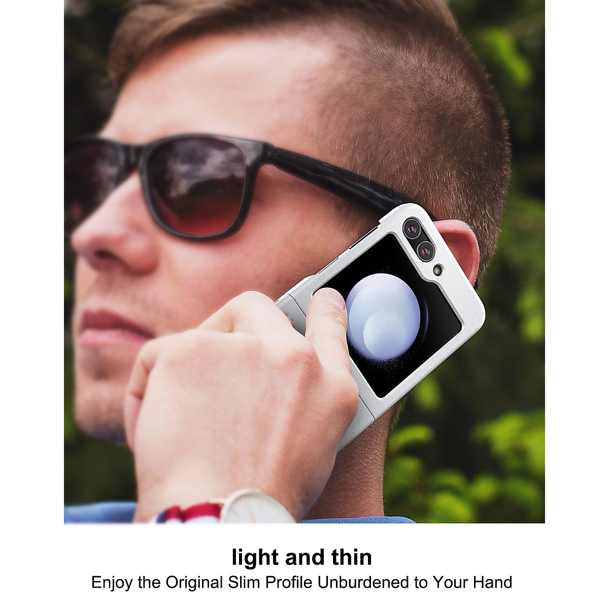 Eastcoo Slim Fit Galaxy Z Flip 5 Case, [Hard PC Back] [Frosted Feel] [Wireless Charging Support] Lightweight Shockproof Case Cover for Samsung Galaxy Z Flip5 (2023), Silver