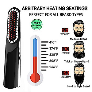 Beard Straightener, Beard Straightening Comb with Cordless/Mini Sized/Auto Shut Off for Traveling, Home, Dating
