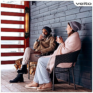 Electric Patio Heater – Infrared Heater Outdoor and Indoor Use – 1500W Veito Wall Mount Heater with Remote (Black)