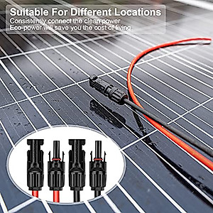 Geosiry Twin Wire Solar Panel Extension Cable - 20Ft 10AWG(6mm²) Solar Extension Cable with Female and Male Connector, Solar Panel Wire Adapter for Home, Shop and RV Solar Panels (10AWG 20FT)