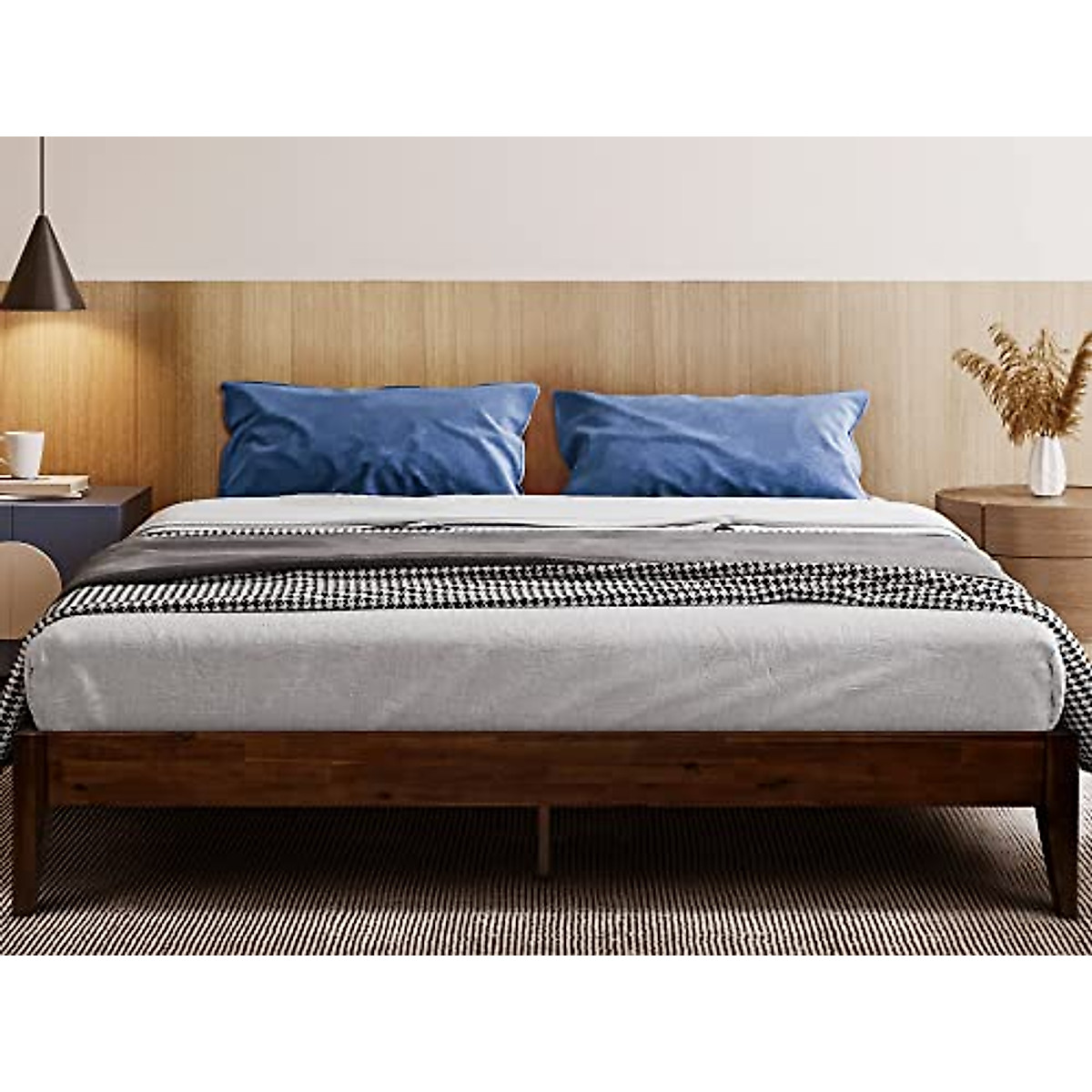 Acacia Mervyn 14 Inch Wood Platform Bed Frame Without Headboard, King, Chocolate