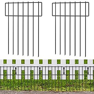 10 Pack Animal Barrier Fence, Total 16.7 Inch(H) X 10.8 Ft(L) Decorative Garden Fence, Rustproof Metal Barrier Bottom Fence, Dog Rabbits Ground Stakes Defence Border Fence for Garden, Yard, T Shaped.