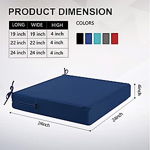 idee-home Patio Chair Cushion for Outdoor Furniture 24x24x4 in, Outdoor Seat Cushion Replacement Patio Seat Cushions Chair Pad with Ties, Outdoor Chair Cushion Set of 2 Waterproof Swing Cushion